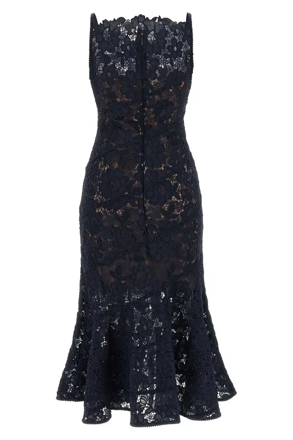 SELF-PORTRAIT Midi Dress With Floral Lace Construction