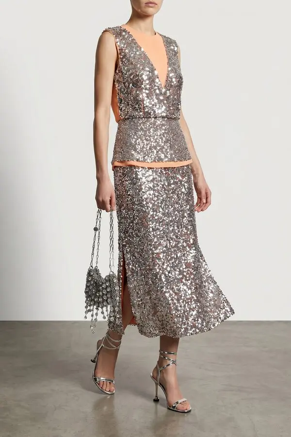 Rabanne Midi Skirt With Sequins