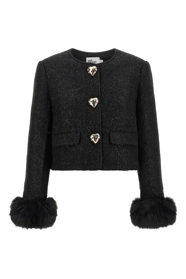 SELF-PORTRAIT Bouclé Jacket With Jewel Buttons