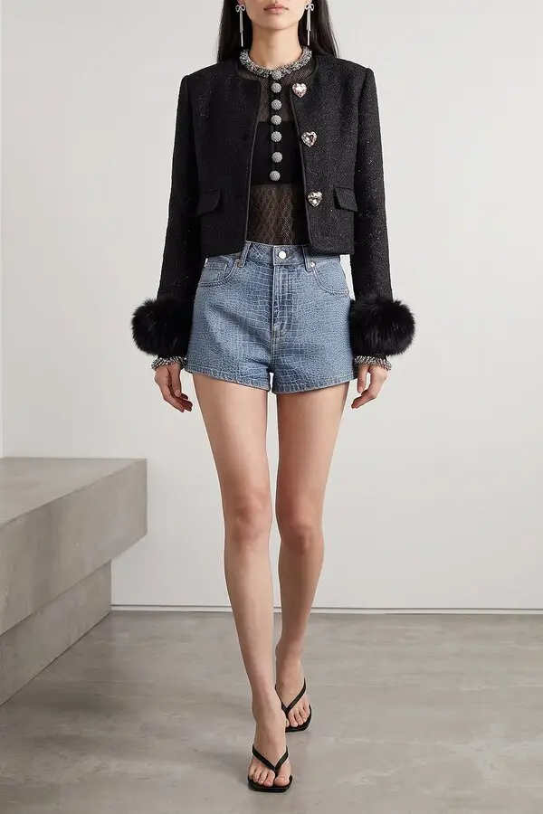 SELF-PORTRAIT Bouclé Jacket With Jewel Buttons
