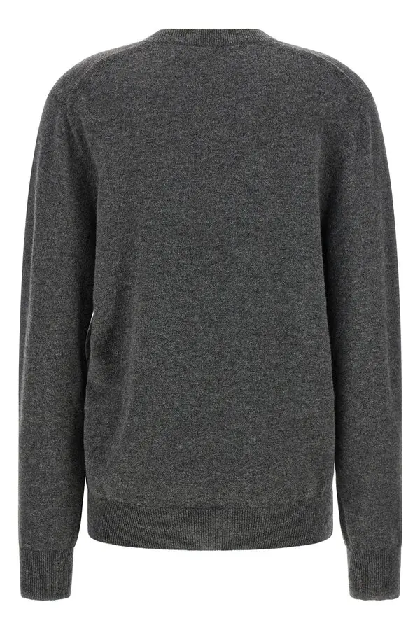 Play Comme Des Garcon Grey Mélange 'heart Patch' Sweater