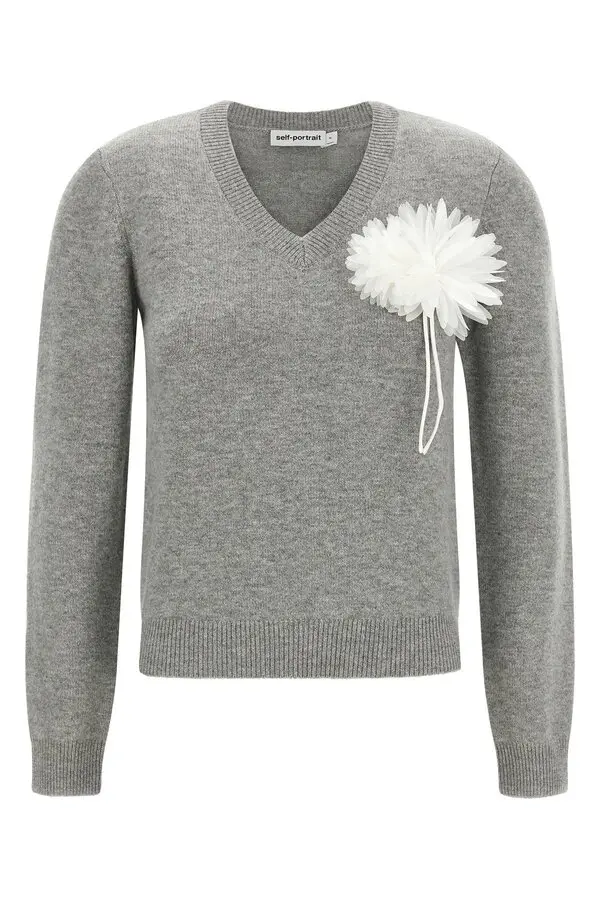 SELF-PORTRAIT Floral Appliqué Sweater