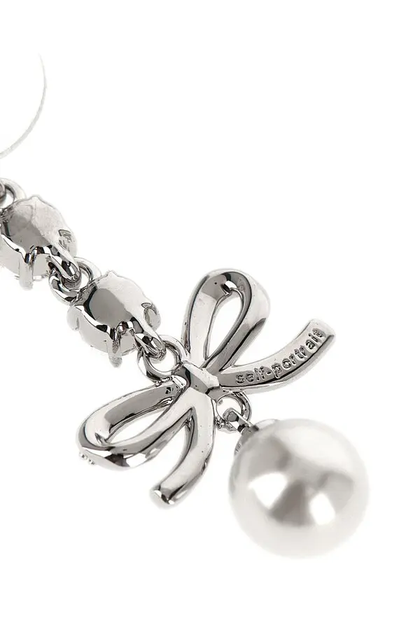 SELF-PORTRAIT Bow Crystal Charm Earrings