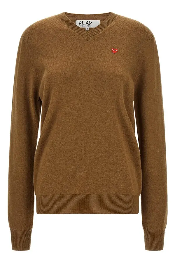 Play Comme Des Garcon Camel 'heart Patch' Sweater