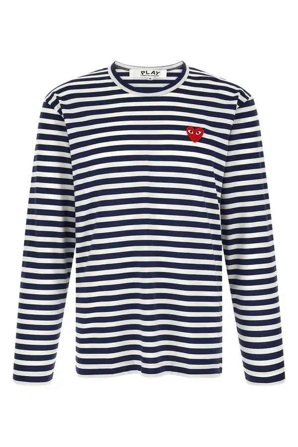 Play Comme Des Garcon Striped T-shirt With Heart Patch