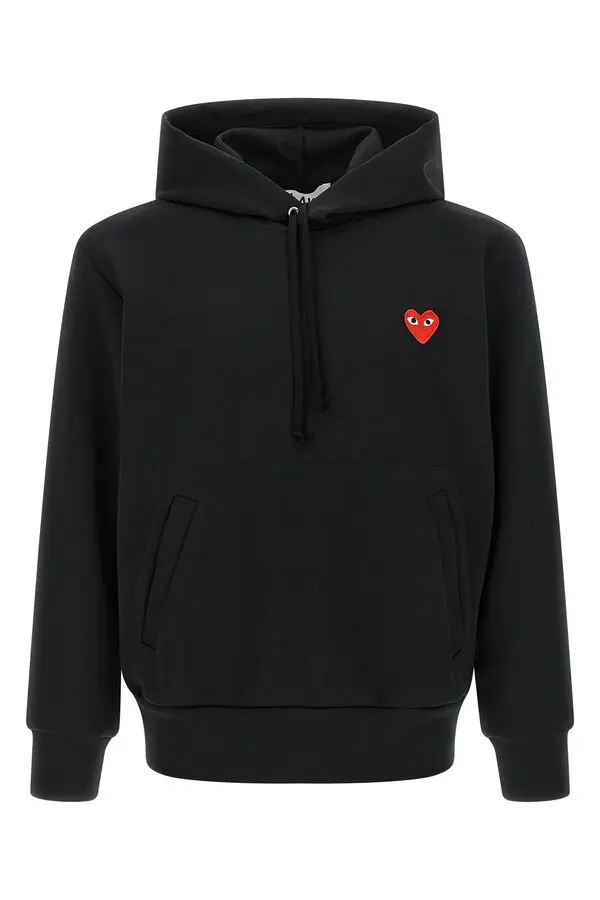 Play Comme Des Garcon Red Emblem' Hoodie - Black
