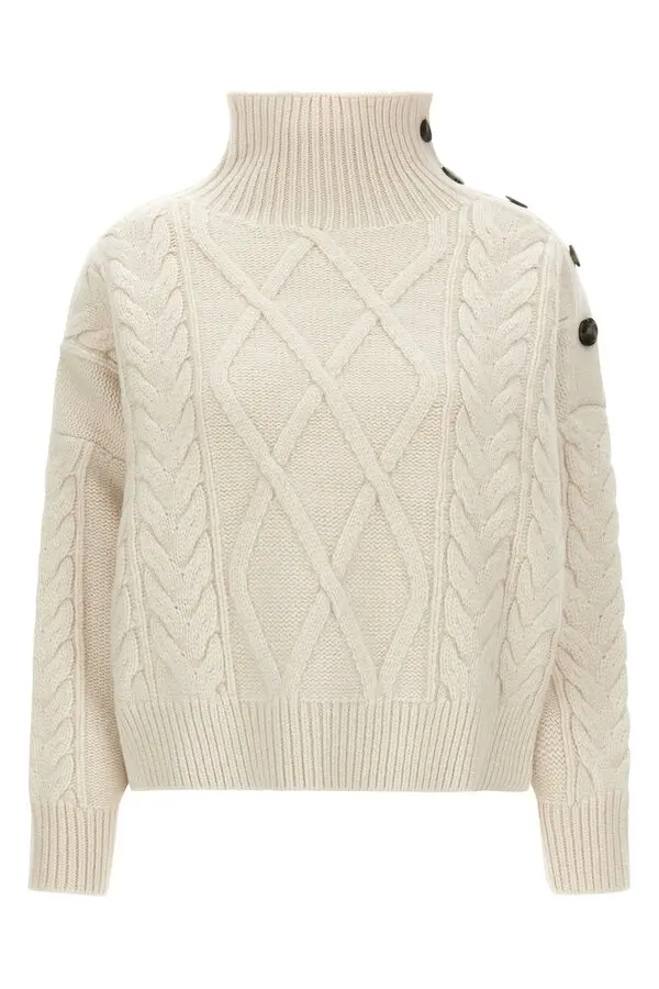 YVES SALOMON Cable-knit Wool And Cashmere Sweater - White