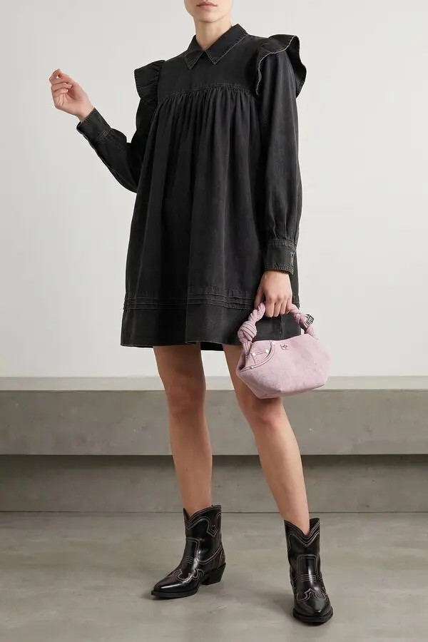 GANNI Ankle Boot With Contrast Western Embroidery