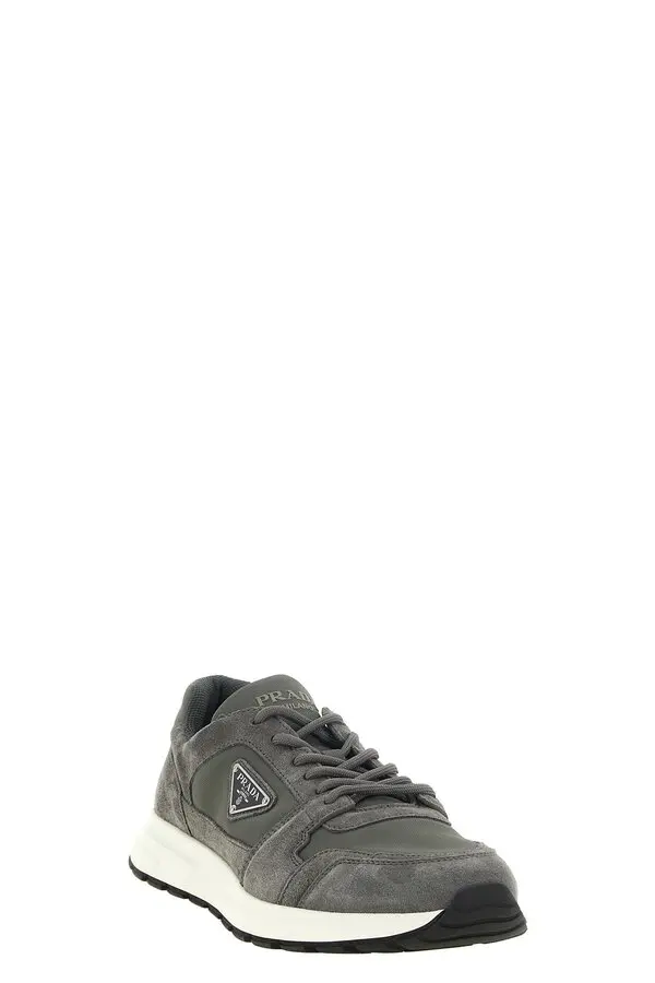 Prada Prax Suede Sneaker In Grey