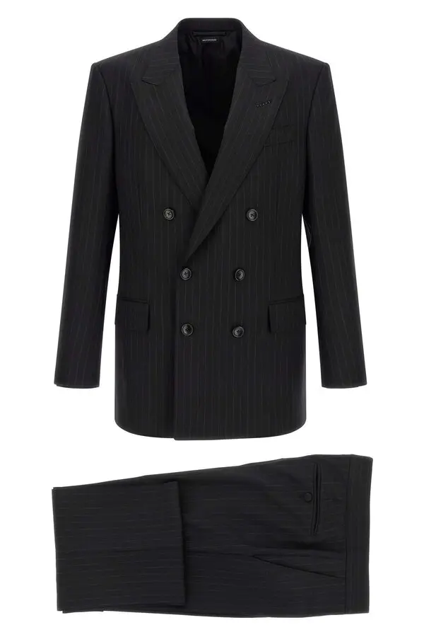 TOM FORD Pinstriped Double-breasted Dress - Black