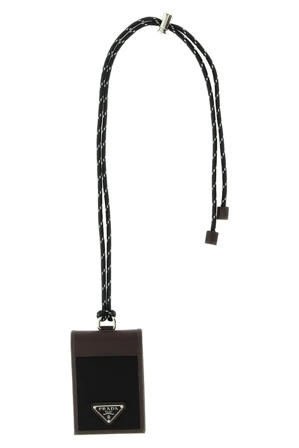 Prada Cardholder With Metal Ring Detail - Black