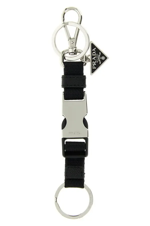 Prada Keyring With Metal Release Buckle - Black