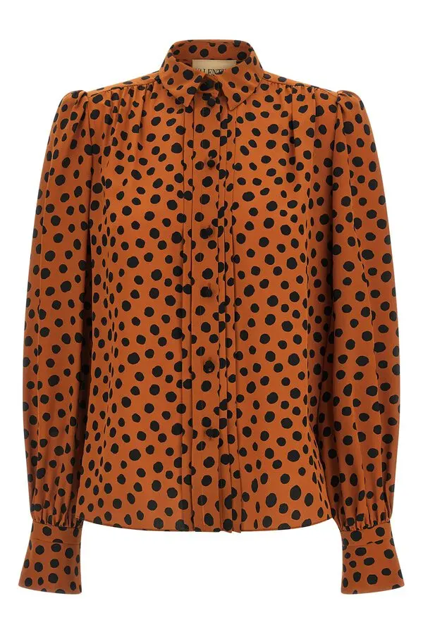 Valentino Garavani Silk Shirt With Pleated Detail - Orange