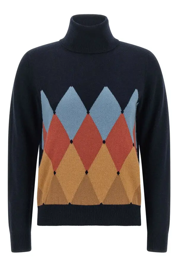 BALLANTYNE Geometric Intarsia 't-neck Diamond' Sweater