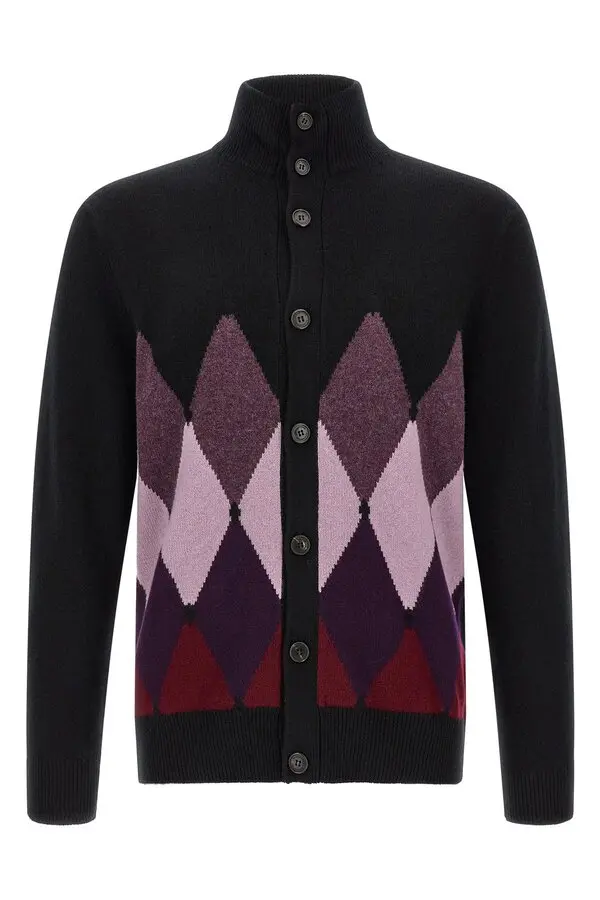 BALLANTYNE Classic Diamond Intarsia Cardigan