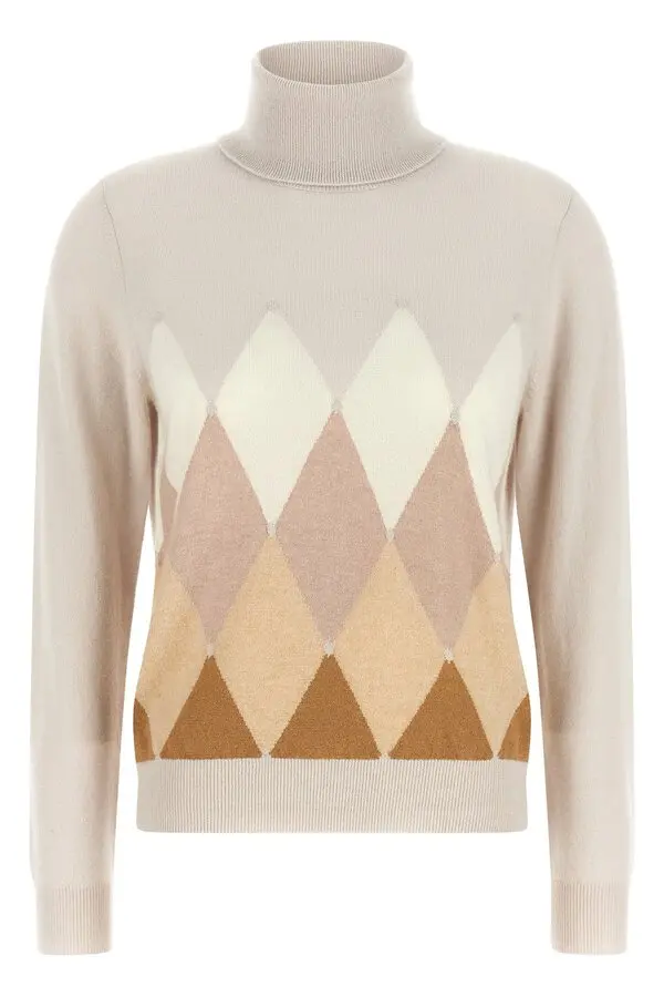 BALLANTYNE New Diamond' Turtleneck Sweater With Intarsia Motif