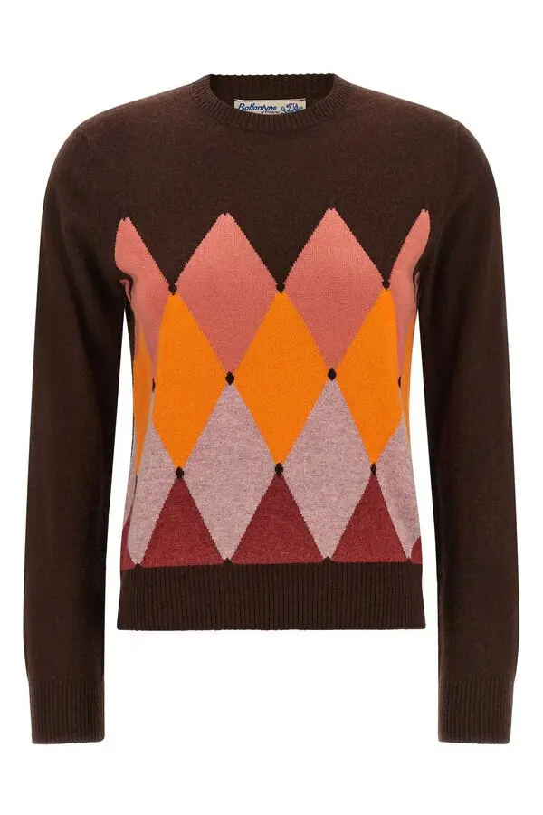 BALLANTYNE Crewneck Sweater With Argyle Intarsia