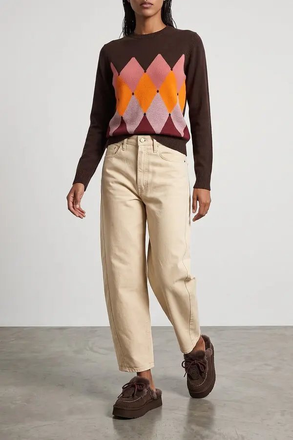 BALLANTYNE Crewneck Sweater With Argyle Intarsia