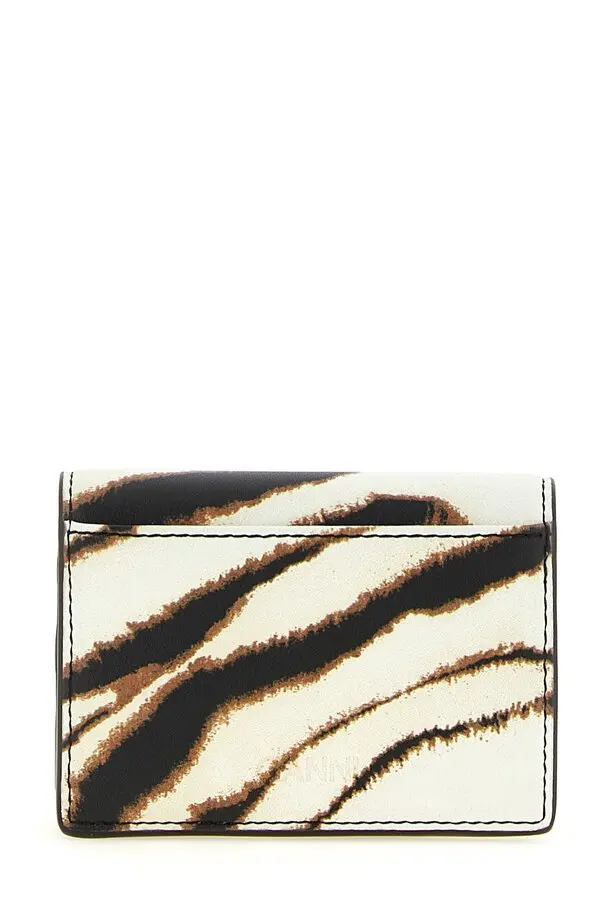 GANNI Cardholder With Gold-tone Logo Plaque