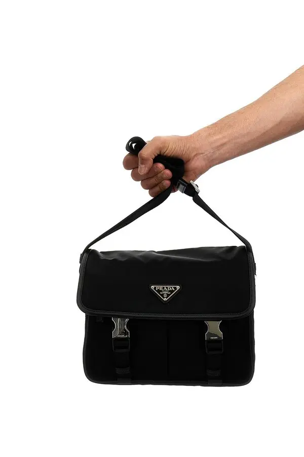 Prada Shoulder Bag With Metal Buckles