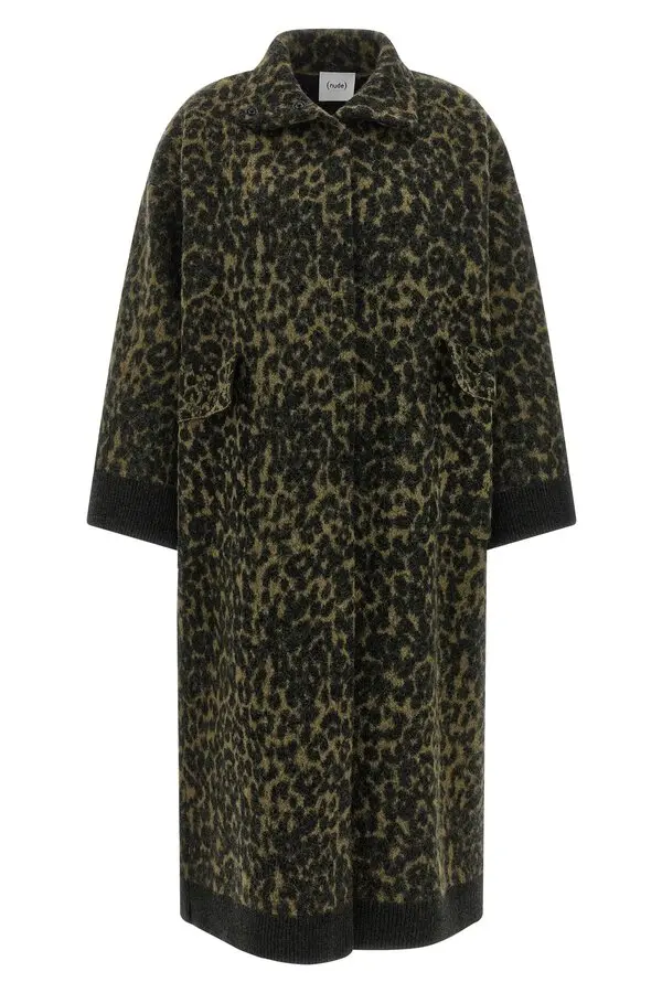 NUDE Coat 'animalier Knit Coat - Green