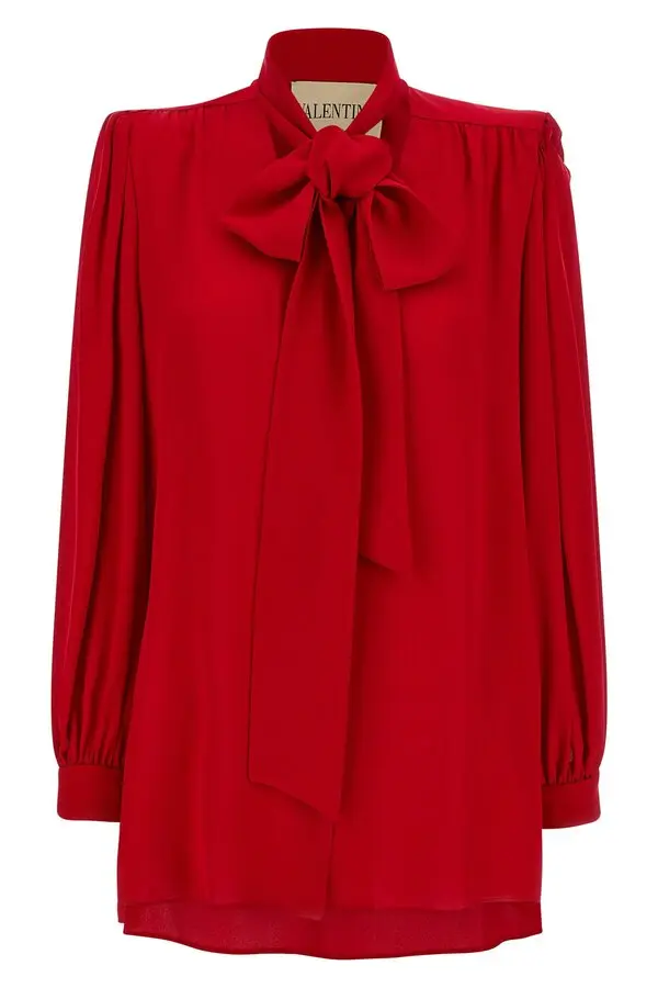 Valentino Garavani Silk Shirt With Bow - Red