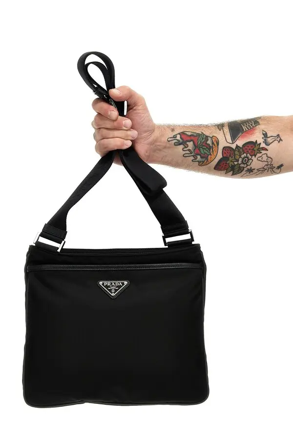 Prada Crossbody Bag With Enameled Triangle Logo