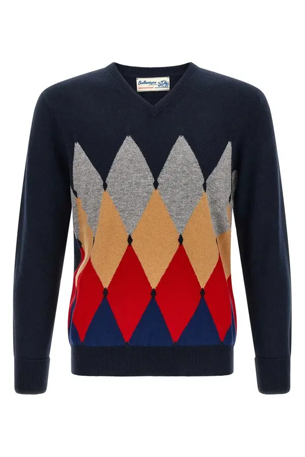 BALLANTYNE Classic Diamond Intarsia Sweater