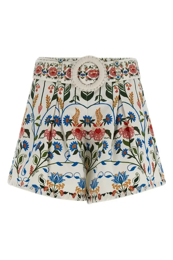 Farm Rio Fraga Shorts With Floral Embroidery