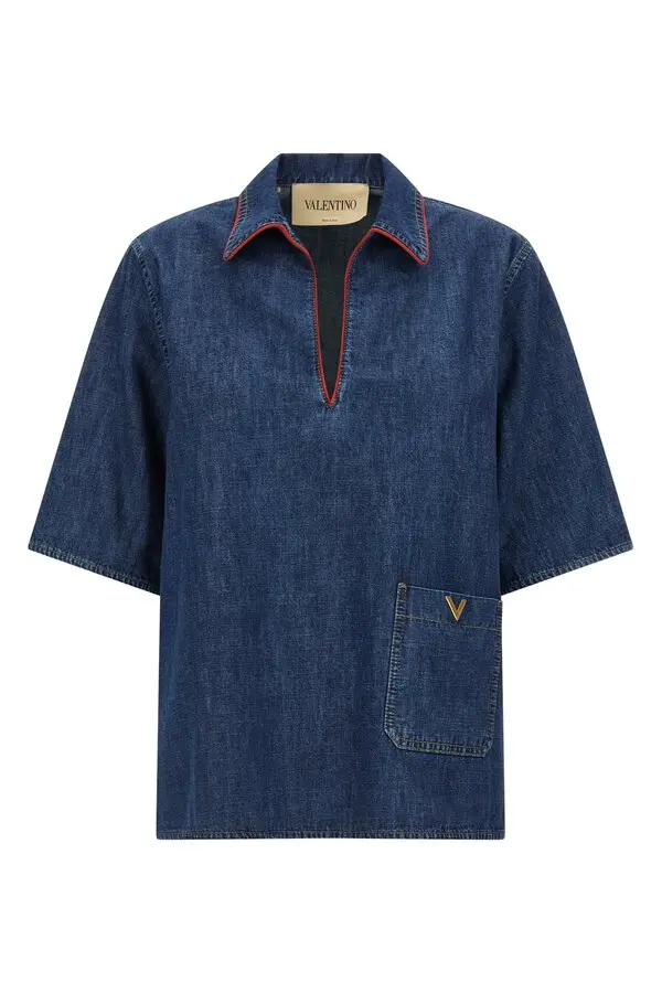 Valentino Garavani Vlogo Signature' Shirt - Blue
