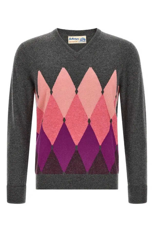 BALLANTYNE Classic Diamond Intarsia Sweater