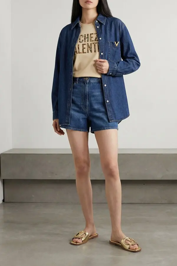 Valentino Garavani Vgold Denim Shorts