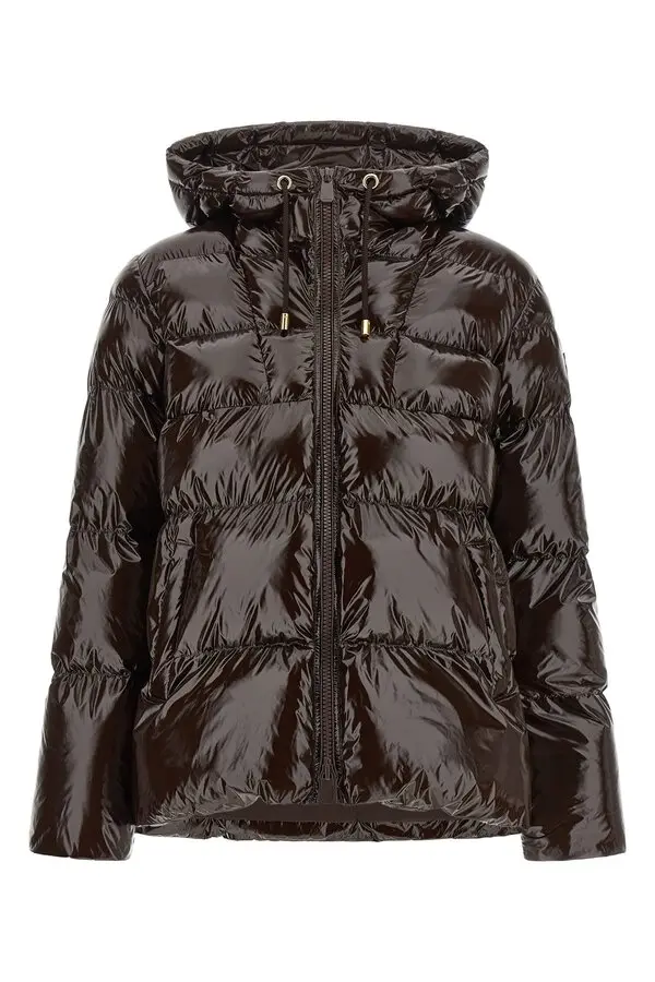 Pinko Glossy Finish Puffer Jacket - Brown