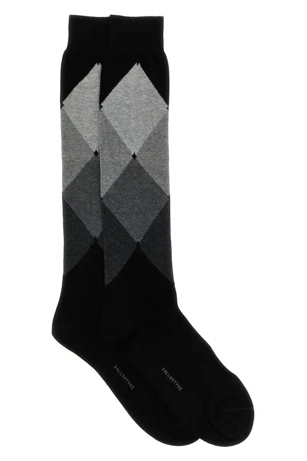 BALLANTYNE Argyle Socks - Black