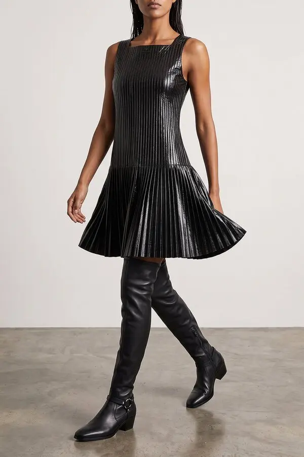 COURREGES Pleated Vinyl Dress