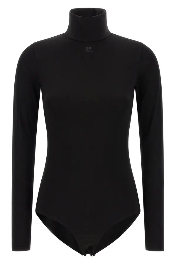 COURREGES Jersey Mockneck Bodysuit - Black