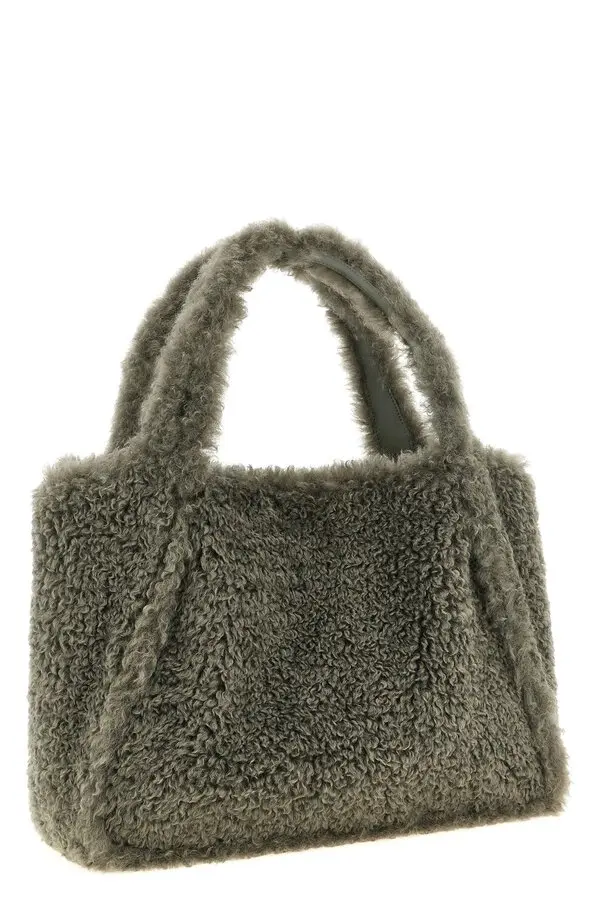 Stella McCartney Logo Faux Shearling Shopper Bag