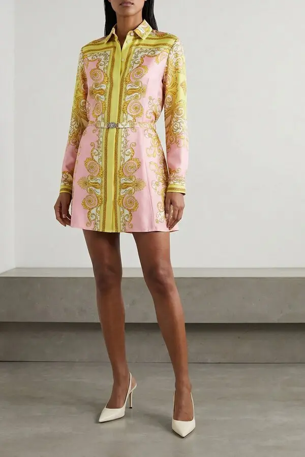 Versace Silk Shirt Dress With Medusa Hardware