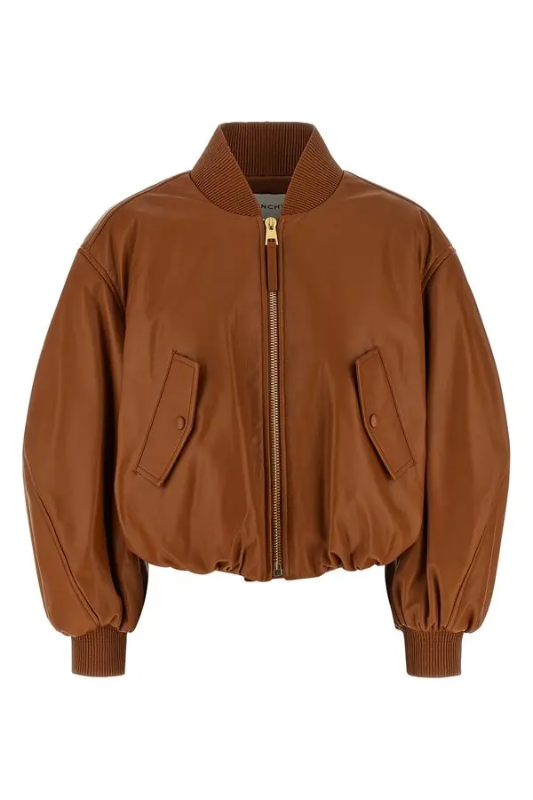 Givenchy Leather Bomber Jacket With Articulated Sleeves