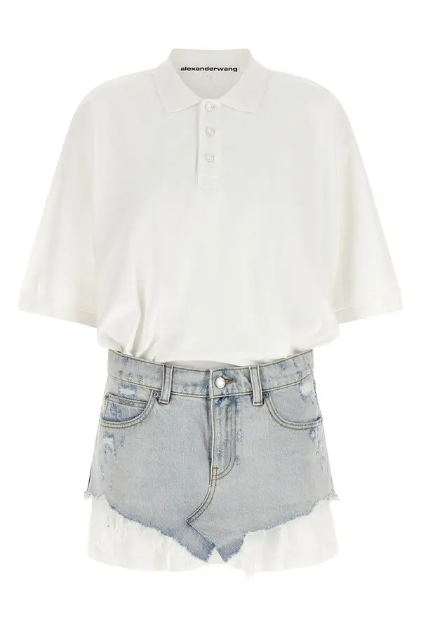 Alexander Wang Polo Dress With Deconstructed Denim Skirt
