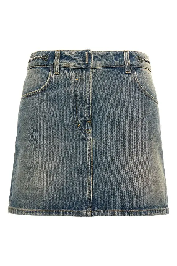 Givenchy Mini Skirt 'in Denim With Logo