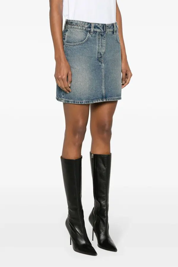 Givenchy Mini Skirt 'in Denim With Logo