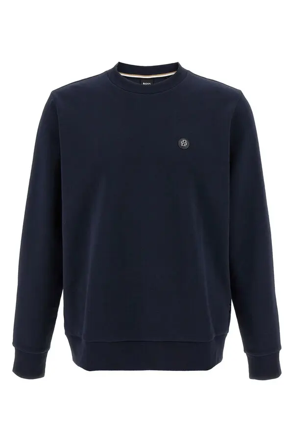 Hugo Boss Crewneck Sweatshirt With Logo Patch - Blue