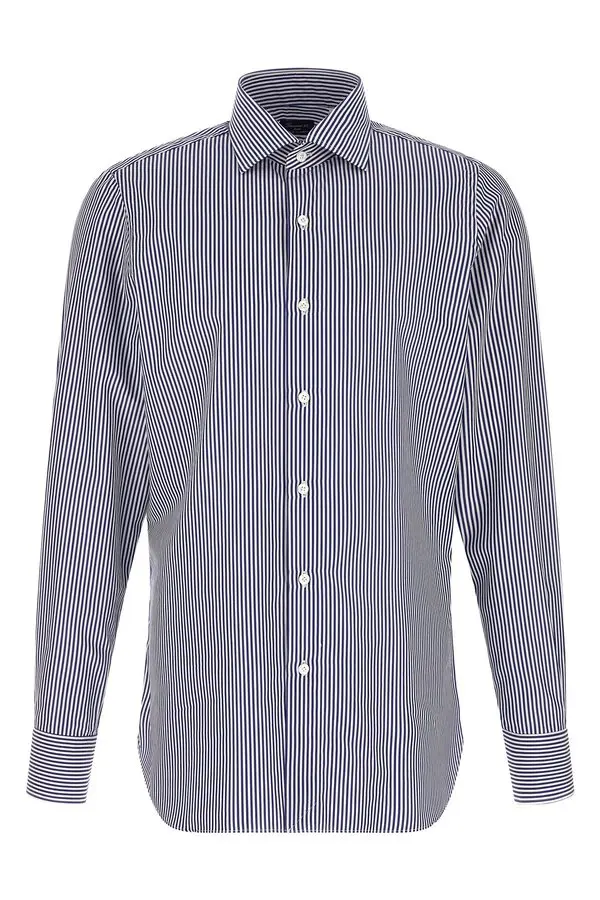 FINAMORE 1925 Napoli Striped Shirt With Spread Collar