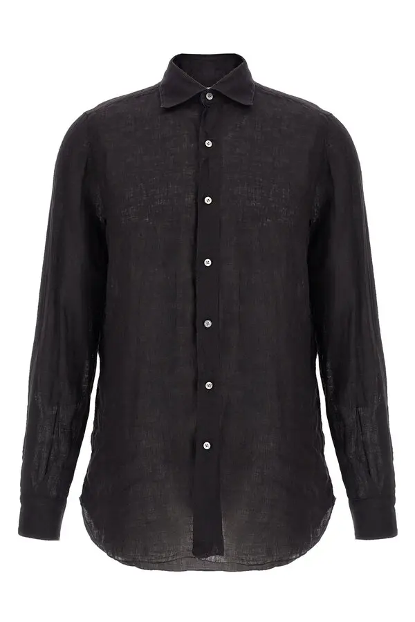 FINAMORE 1925 Linen Shirt With Logo Detail