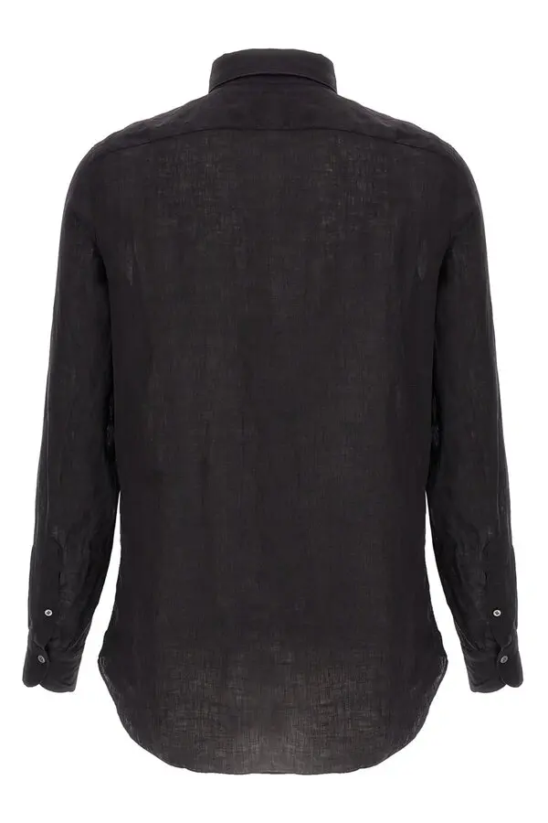 FINAMORE 1925 Linen Shirt With Logo Detail