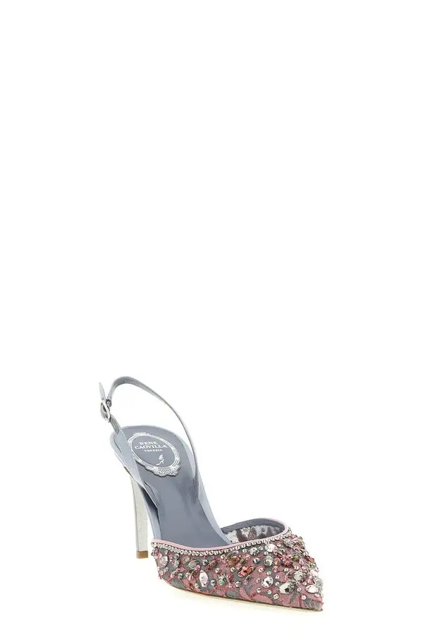 Rene Caovilla Slingback Pump With Crystal Embellishments