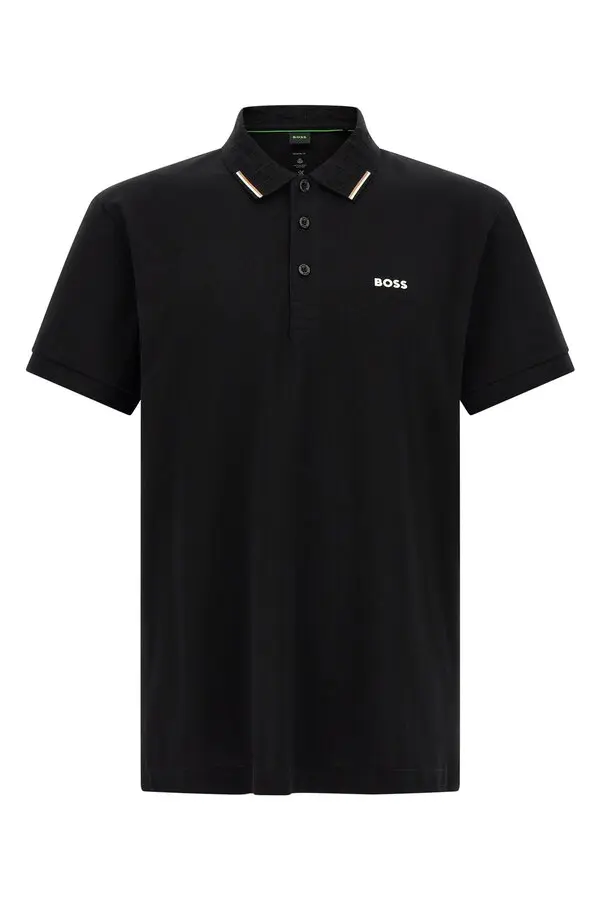 Hugo Boss Polo With Monogram Collar