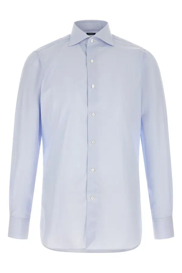 FINAMORE 1925 Spread Collar Cotton Shirt