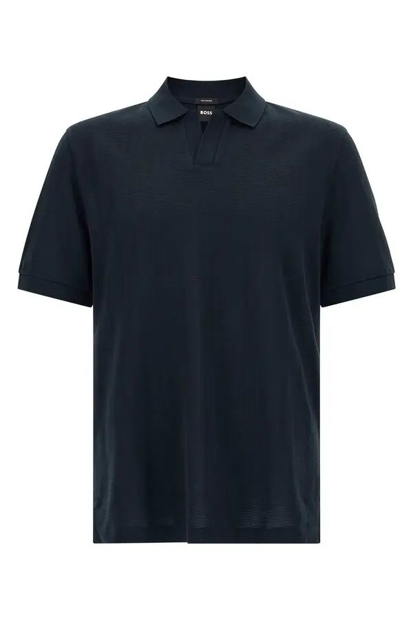 Hugo Boss Cotton Jacquard Polo With Johnny Collar